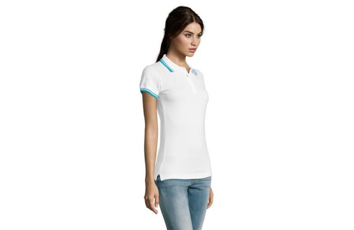 PASADENA WOMEN ženska polo majica sa kratkim rukavima – Bela/aqua , XL