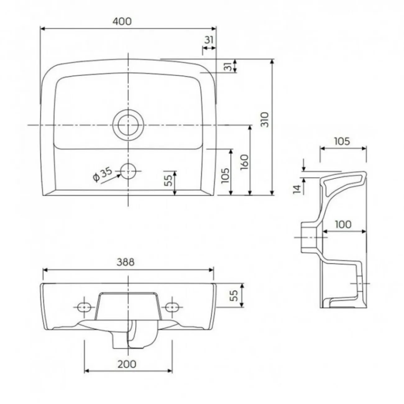 LAVABO 40X31 REKORD KOLO