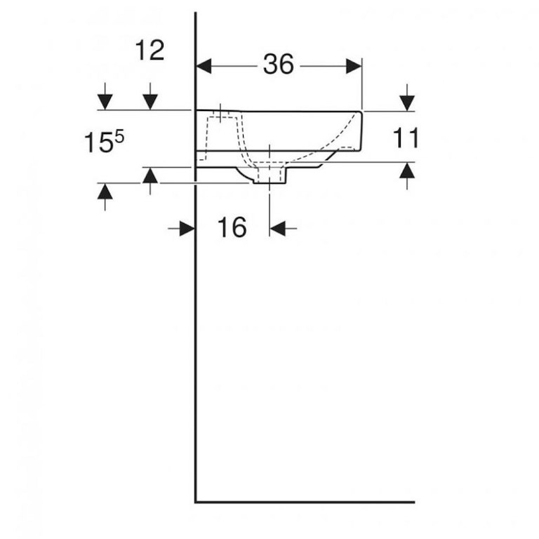 LAVABO 45X36 GEBERIT SMYLE SQUARE