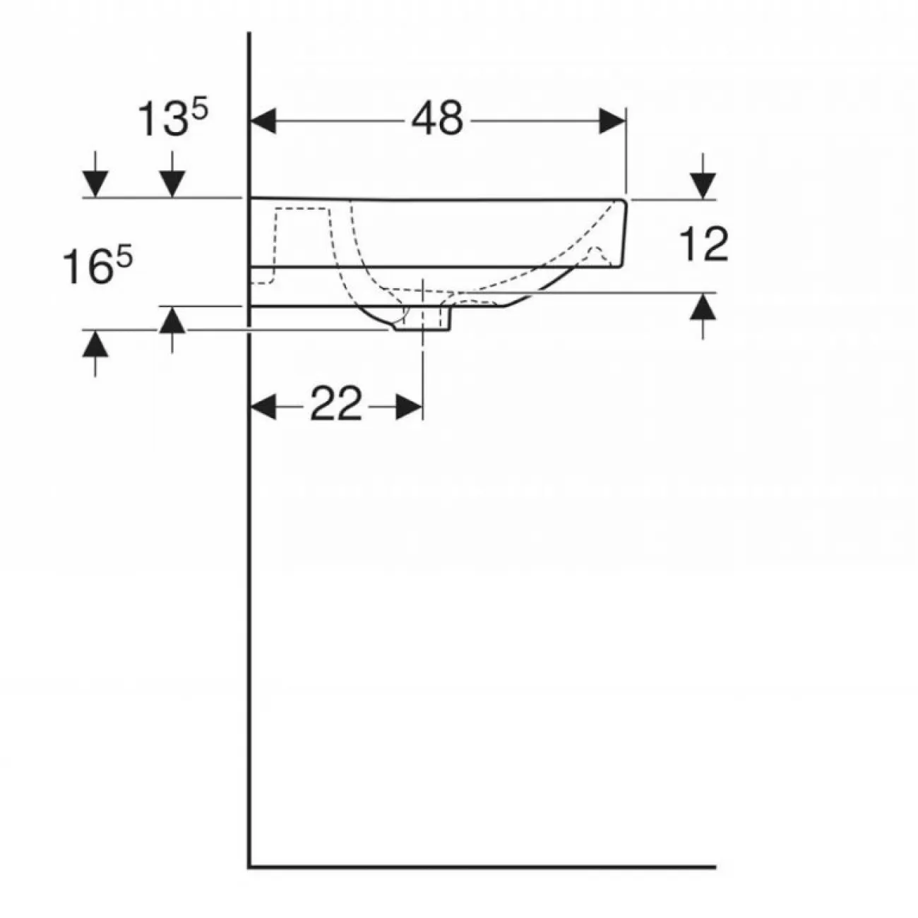 LAVABO 60X48 GEBERIT SMYLE SQUARE