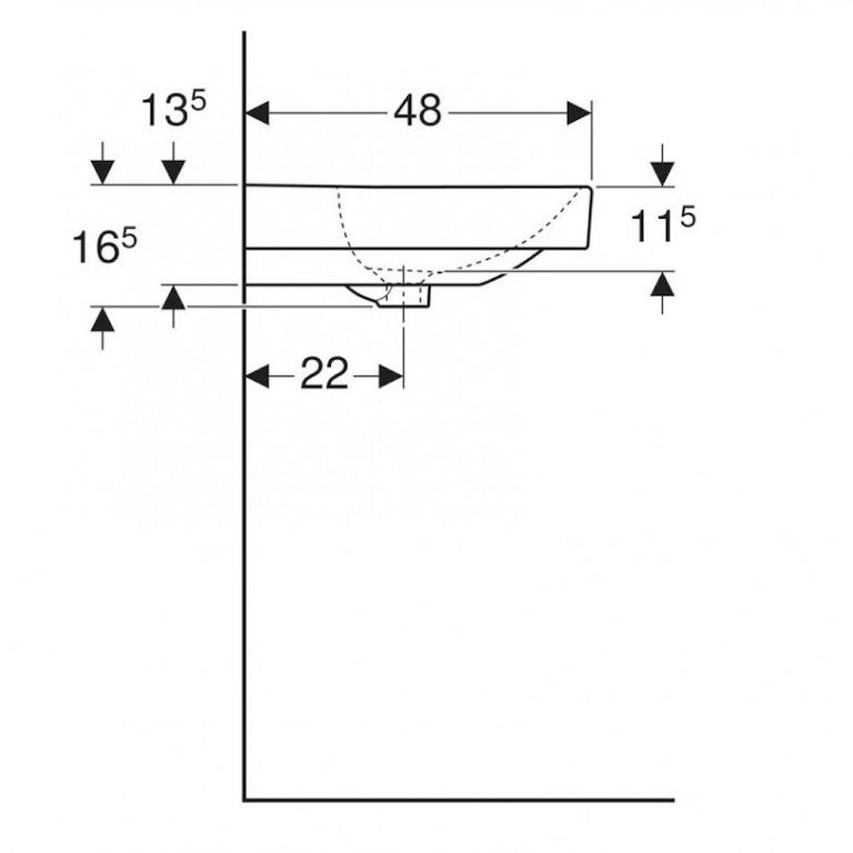 LAVABO 75X48 GEBERIT SMYLE SQUARE