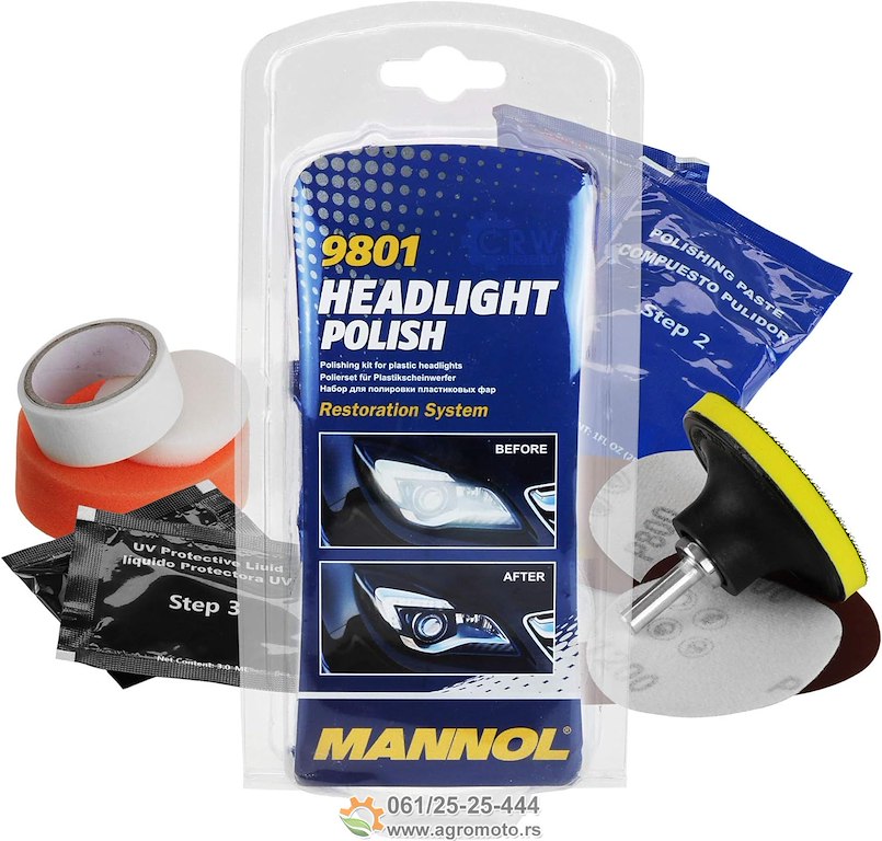 Komplet za poliranje farova - MANNOL Headlight Polish 9801