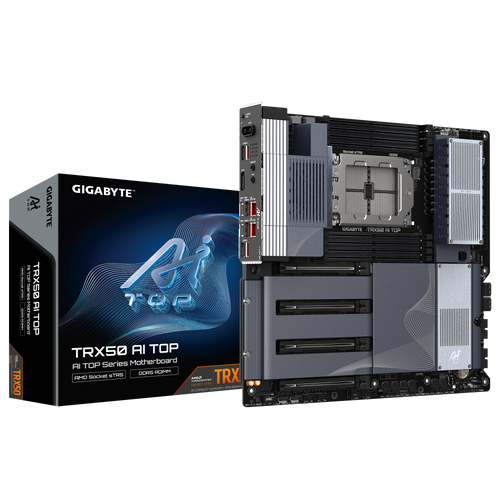 Gigabyte TRX50 AI TOP AMD Socket sTR5, support for: Threadripper PRO 7000, Threadripper 7000 Series, 8x DDR5 DIMM, 2x Marvell AQtion AQC113C 10GbE LAN chip