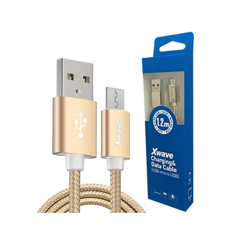 Xwave Kabl USB2.0 na Micro USB 1.2M,2A,aluminium,upleteni zlatni