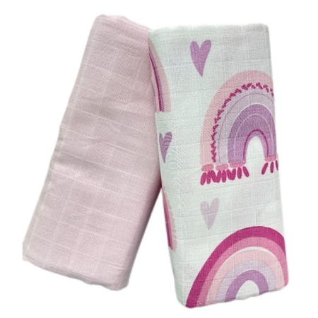 Muslin tetra pelene za bebe 2u1 Pink Rainbow