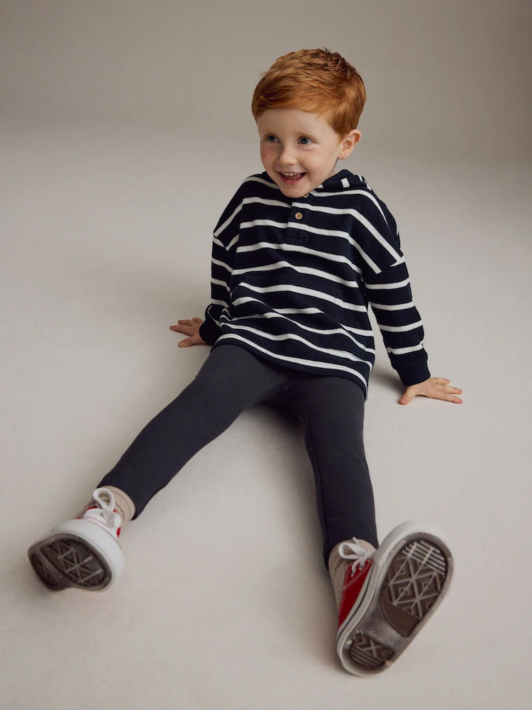 Navy/White Stripe Long Sleeve 100% Cotton Hoodie and Leggings Set (3mths-7yrs)