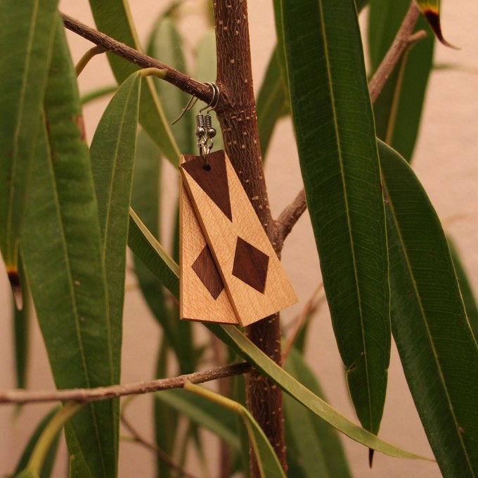 Drvene miđuše Kvadrat/Wooden earrings Square