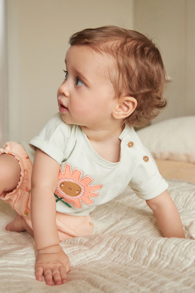 Orange Baby Top and Shorts 2 Piece Set