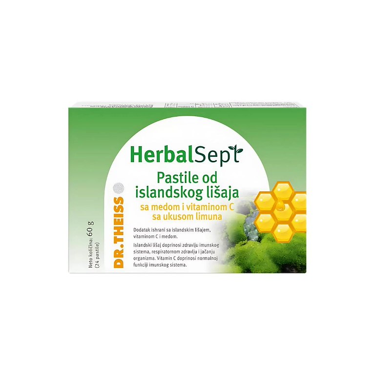 DR. THEISS HerbalSept Pastile od Islandskog Lišaja sa Medom 24 Pastile