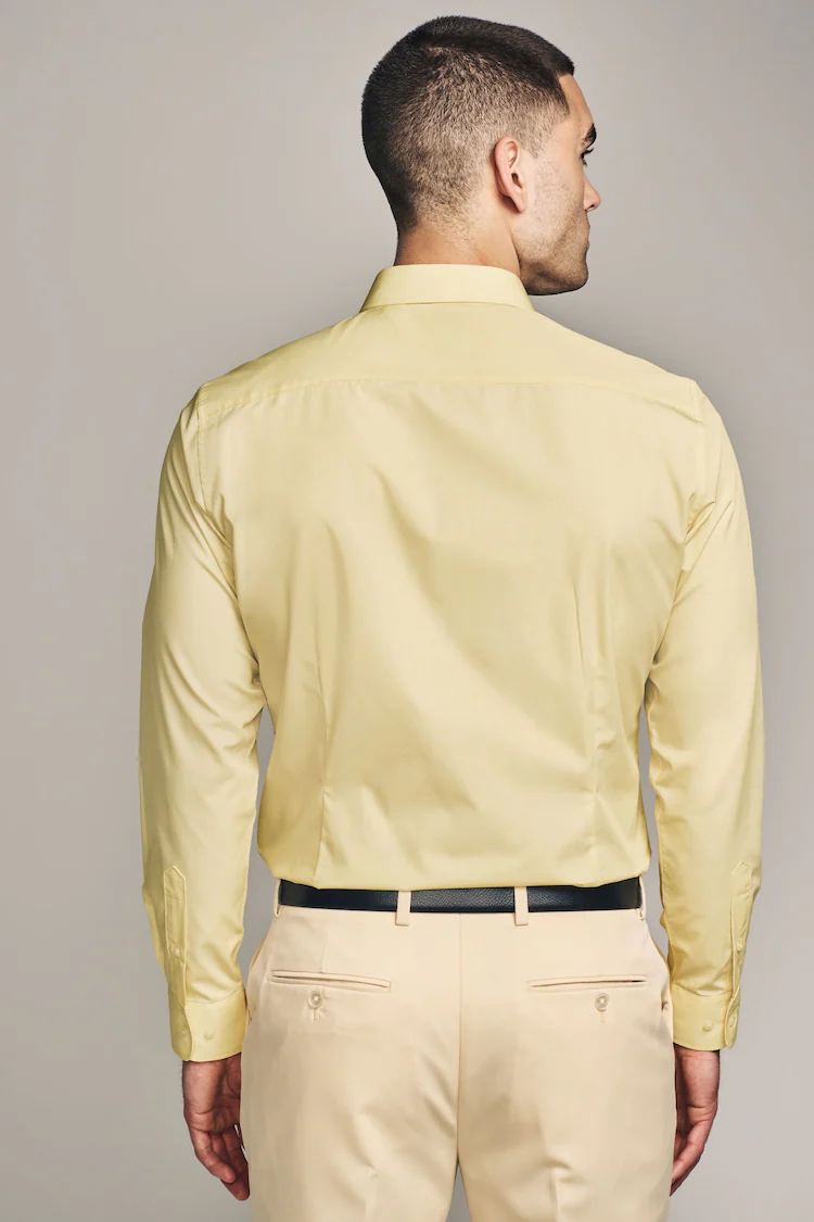 Yellow Slim Fit Easy Care Single Cuff Shirt