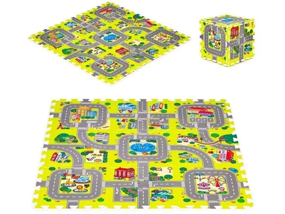 Eco Toys Podloga za igru city 9 elemenata 90.5x90,5cm iplay