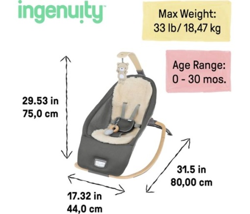 KIDS II INGENUITY LEZALJKA EVERY SEASON™ - WESLEY 16855 0-30m (MAX 18kg)