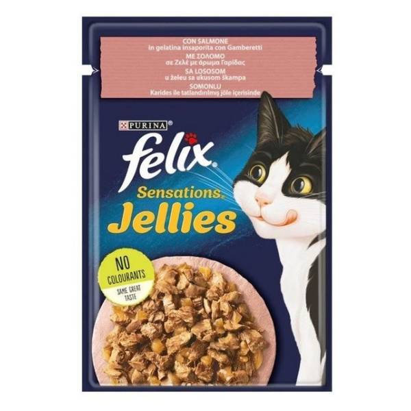 Felix Sensations u želeu za mace 85g losos i škampi