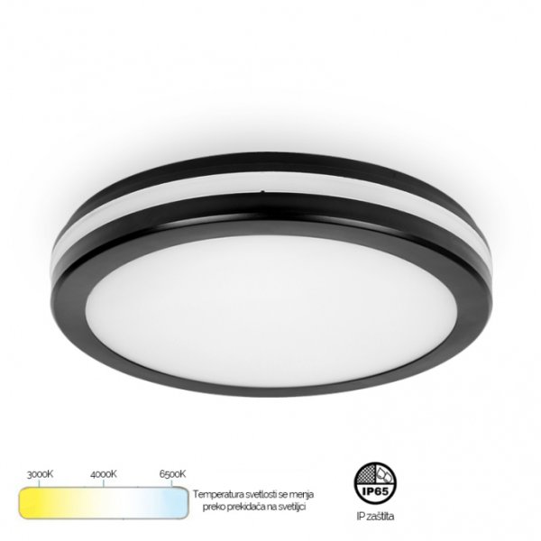 LED plafonjera X09 300 24W 3000/4000/6500K IP65 Crna