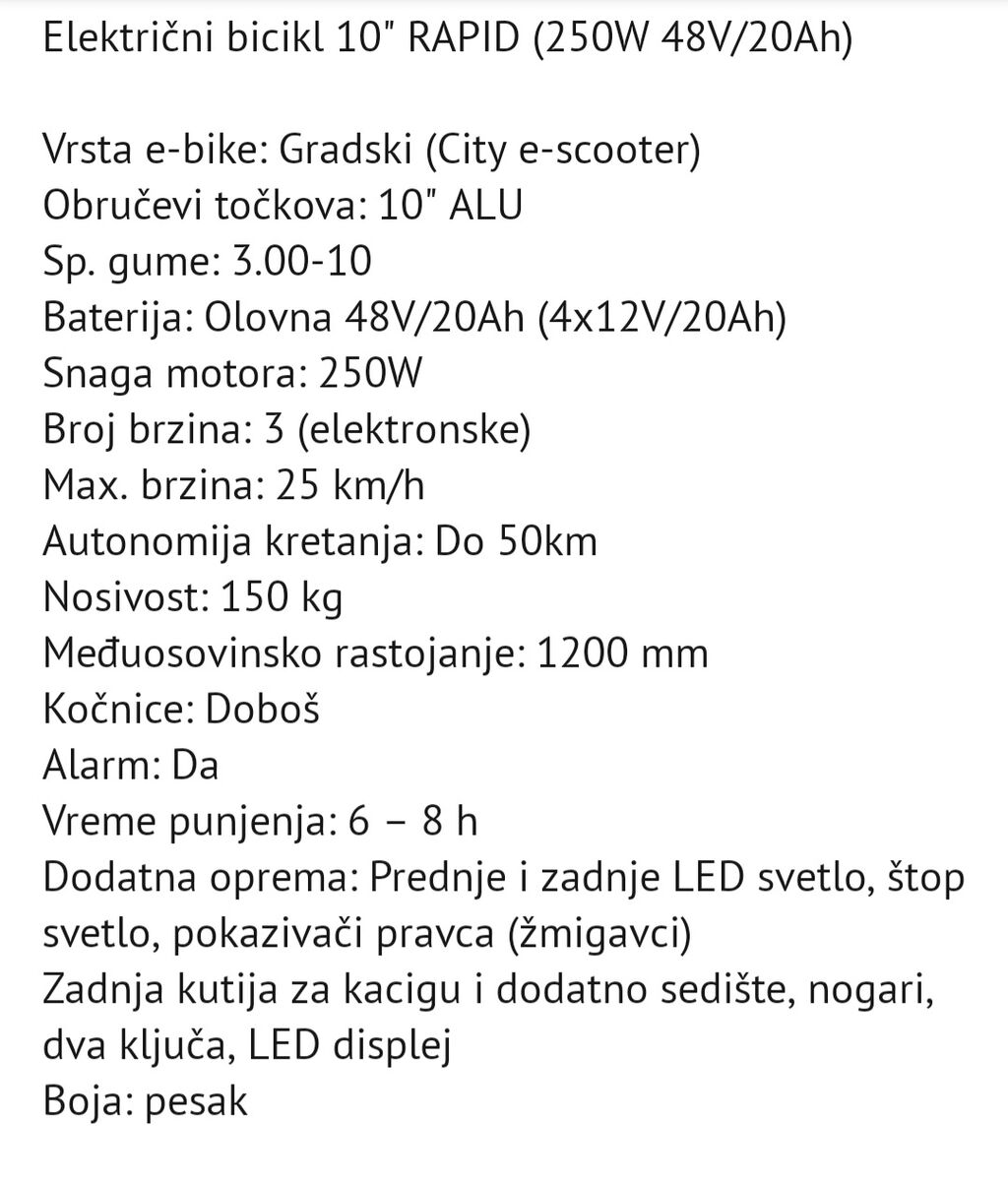 Na prodaju elektricna bicikla marke"Rapid"u garanciji!!!