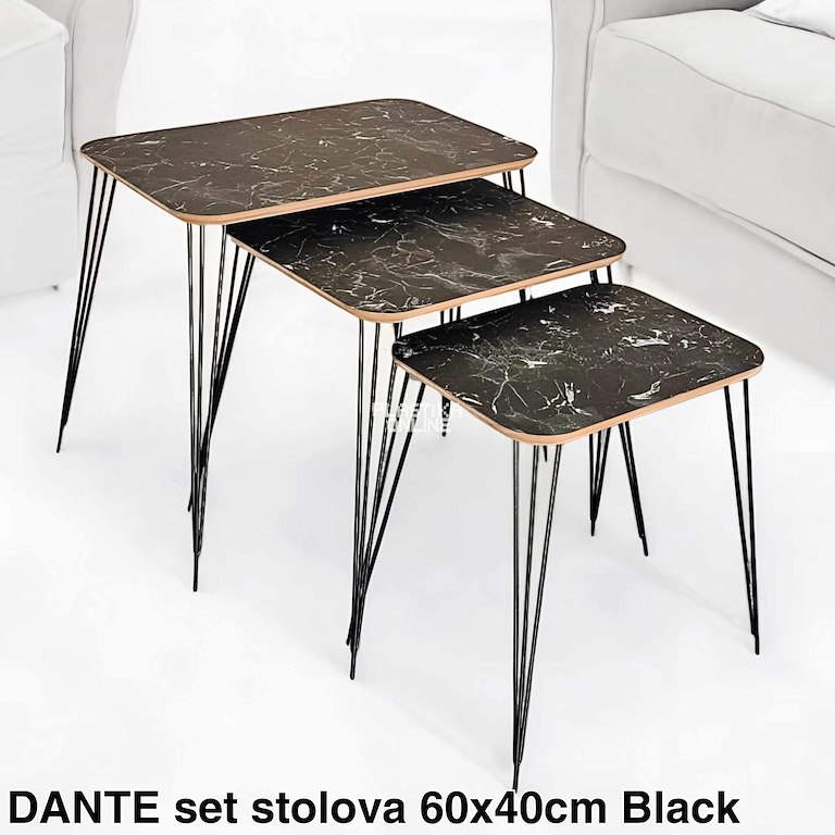 DANTE set stolova 60x40cm Black