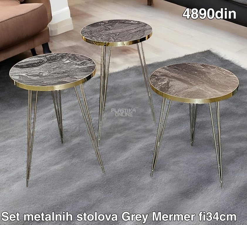 Set Metalnih Stolova fi 34 GRAY MERMER