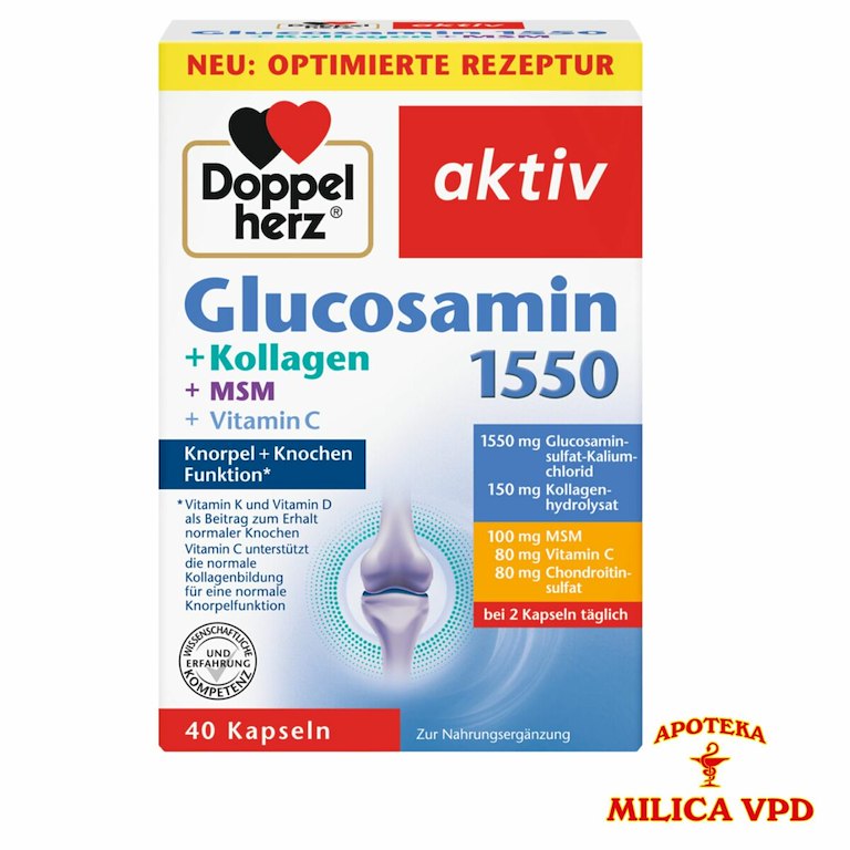 Doppel Herz Glukozamin 1550+Kolagen+MSM+Vitamin C 40 kapsula