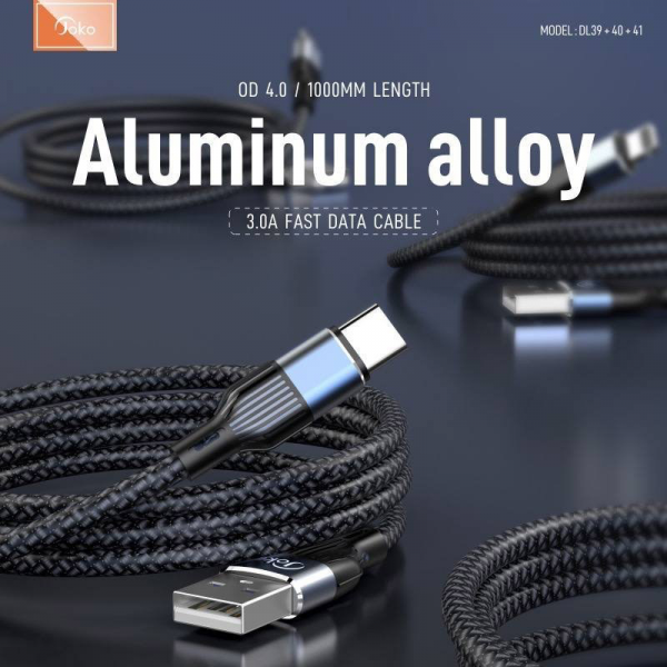 Kabel KONFULON Joke DL41 3A USB na Type-C sivi 1m