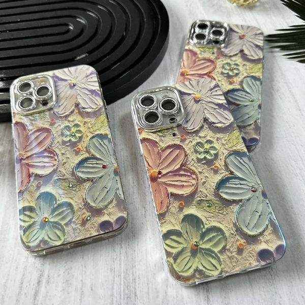 Futrola za telefon Maska Painting Flower za iPhone 15 Pro crvena