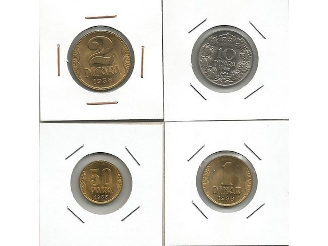 gh Jugoslavija 50 para,1 dinar,2 i 10 dinara 1938. UNC