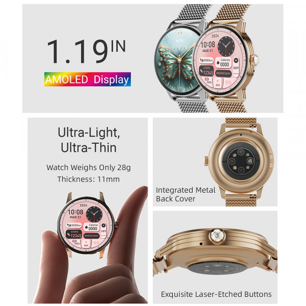 Pametni sat Smart watch OD9 zlatni (zlatna metalna i pink silikonska narukvica)