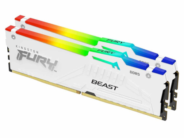 Memorija KINGSTON 64GB(2x32GB)DIMMDDR56000MHzCL40FURY Beast White RGB XMP' ( 'KF560C40BWAK2-64' )