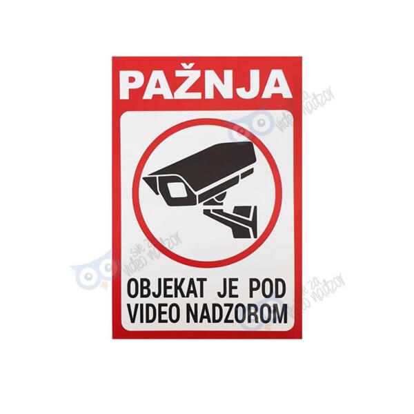 Nalepnica „Pažnja! Objekat je pod video nadzorom“ – 10x15cm