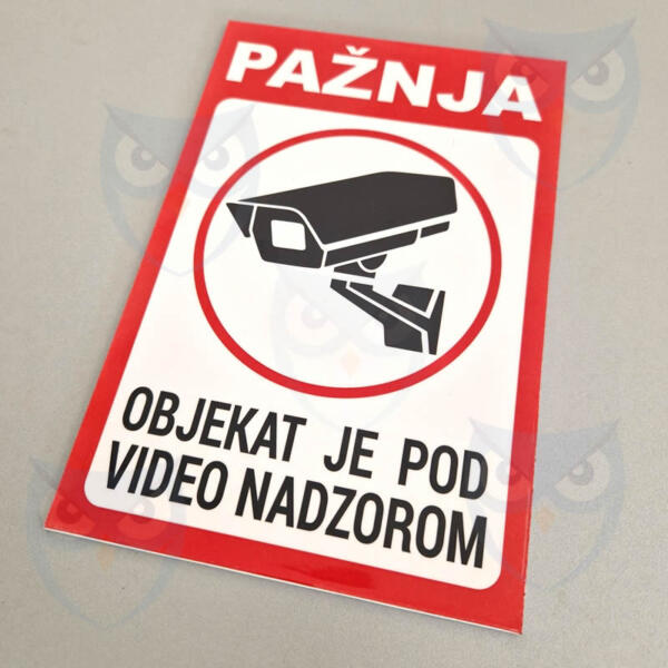 Tabla „Pažnja! Objekat je pod video nadzorom“ – 20×30 cm