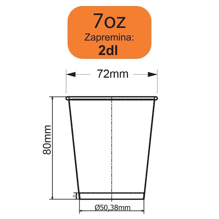 Čaša karton 7oz, 100/1