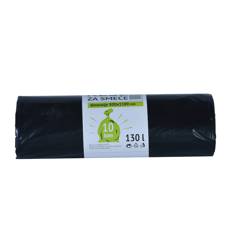 Kesa za smeće 130l (80×110), 10kom/rolna, Crne
