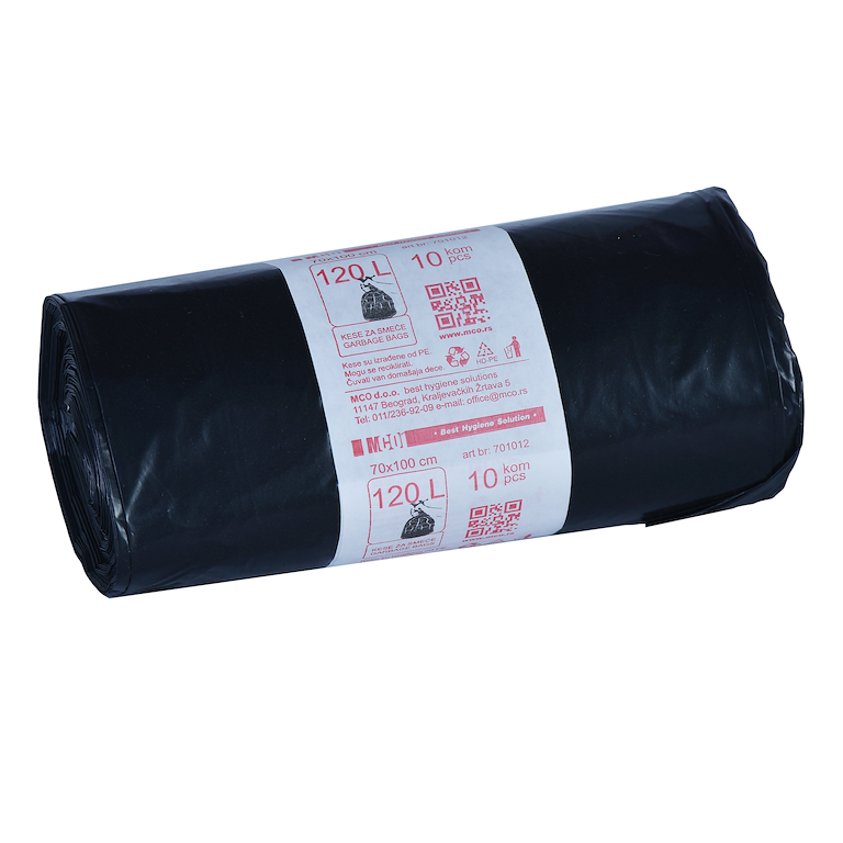 Kese za smeće 120l (700×1000) 10kom/rol, Crne