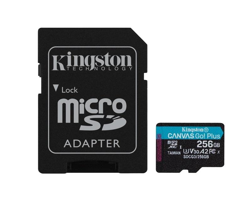 KINGSTON Memorijska kartica U3 V30 microSDXC 256GB Canvas Go Plus 170R A2 + adapter SDCG3/256GB