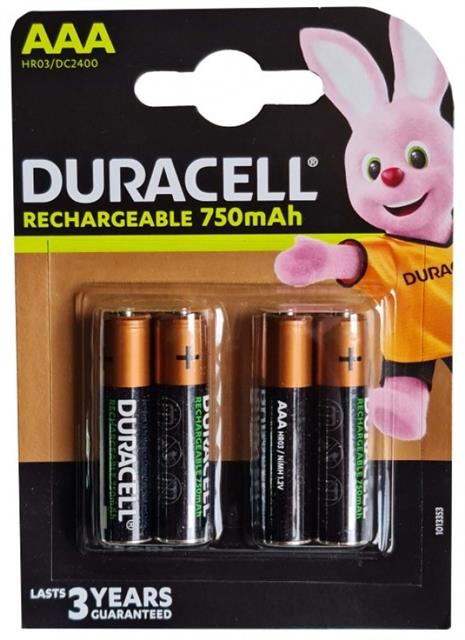 Duracell 750mAh AAA R3 MN2400, PAK4 CK,punjive NiMH baterije (rechargeable Duralock StayCharged 3g