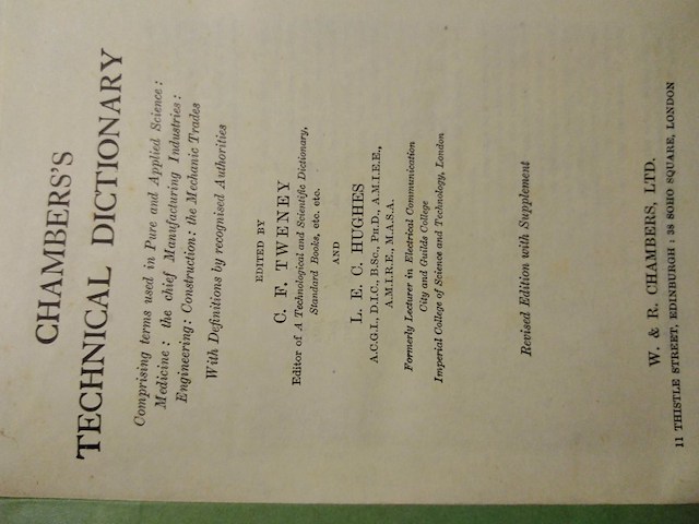 Antikvarna knjiga:Technical Dictionary(Teh. recnik)1947