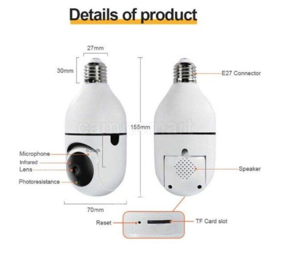 Kamera sijalica WiFi IP Rotirajuca audio za sijalicno grlo – Kamera sijalica WiFi IP Rotirajuca audio za sijalicno grlo