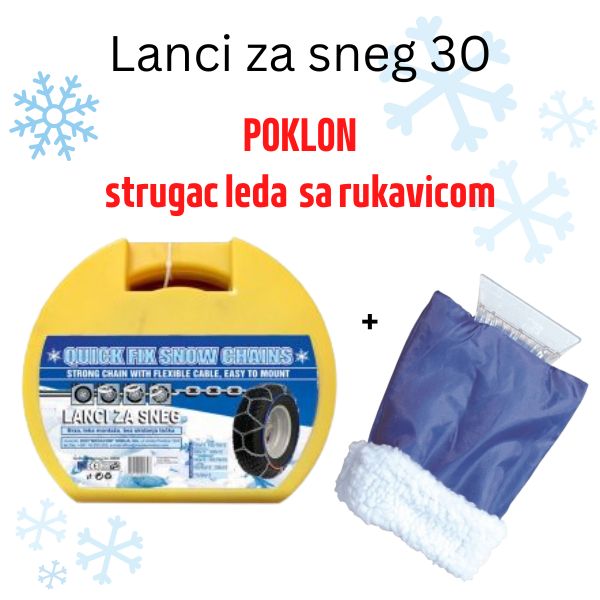 Lanci za sneg 30 plus poklon Strugač leda sa rukavicom