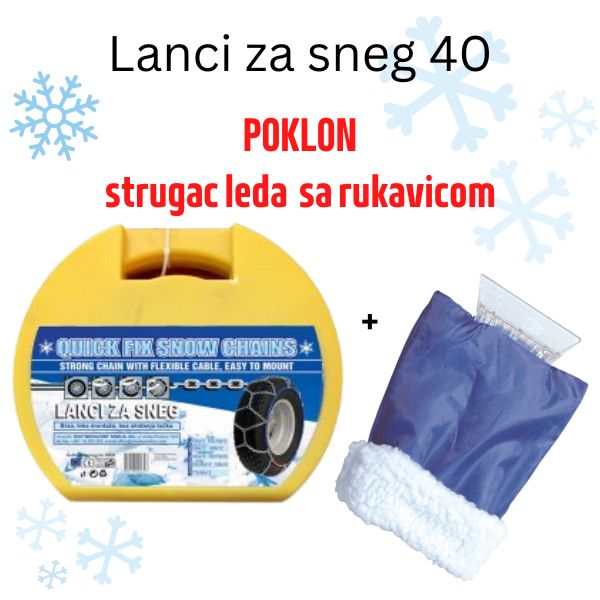 Lanci za sneg 40 poklon Strugač leda sa rukavicom