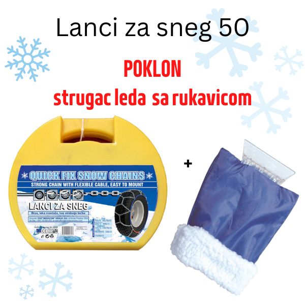 Lanci za sneg 50 plus poklon Strugač leda sa rukavicom