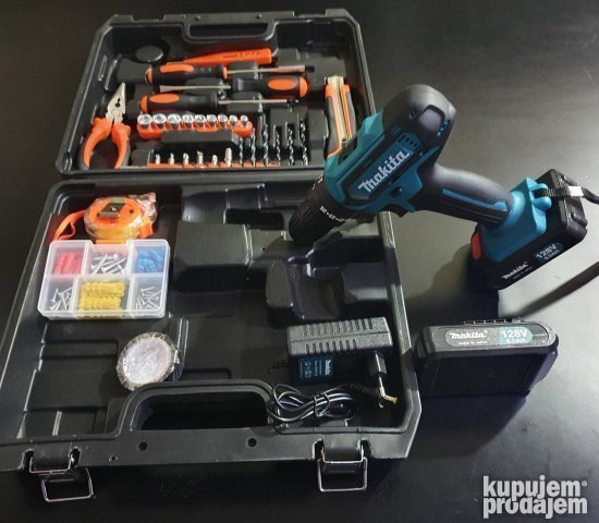 Makita aku srafilica/busilica/cekic 128v+pribor+2 baterije