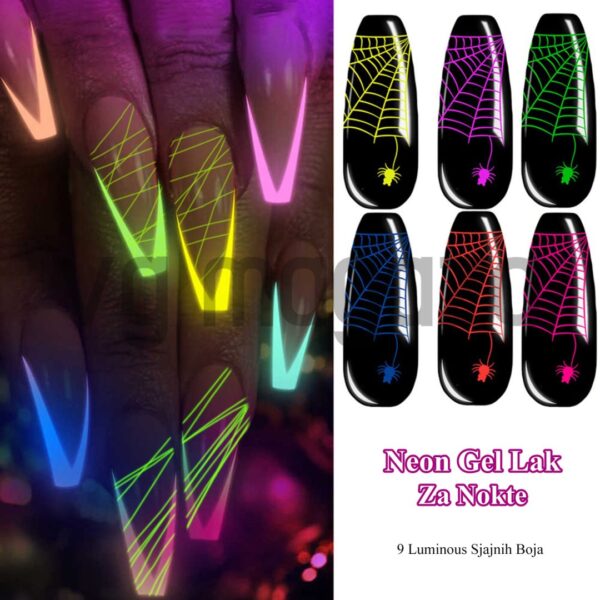 NEON Gel Lak Za Nokte – Luminous Glow Spider Gel Za UNIKATAN Sjaj Noktiju