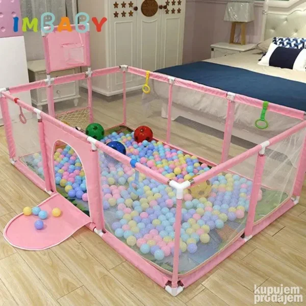 Ogradica za bebe sa lopticama golom i kosem RozaPlavaSiva – Ogradica za bebe sa lopticama golom i kosem RozaPlavaSiva