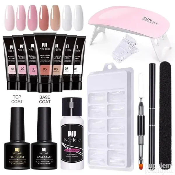 Set za nokte Poli gel set sa 7 poli gelova + mini lampa – Set za nokte Poli gel set sa 7 poli gelova + mini lampa