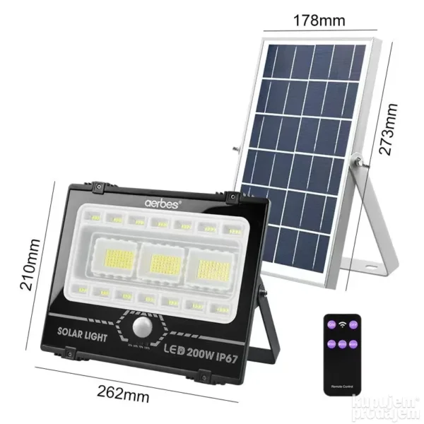 Solarni reflektor sa odvojenim panelom i senzor pokreta 200w – Solarni reflektor sa odvojenim panelom i senzor pokreta 200w