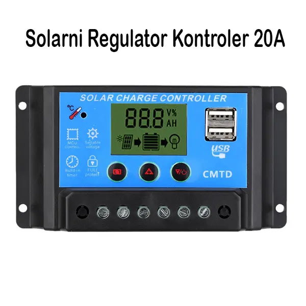 Solarni Regulator Kontroler 12V/24V 20A