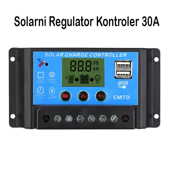 Solarni Regulator Kontroler 12V/24V 30A