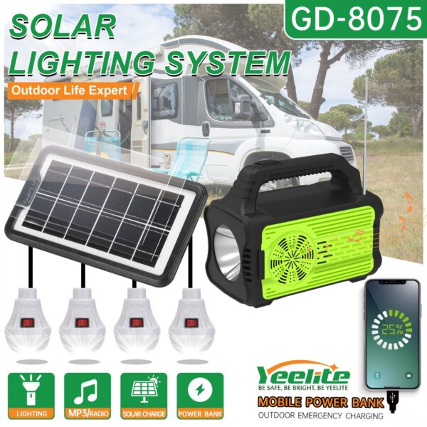 Solarni sistem sa akomulatorom + 4 sijalice + USB + BT Radio – Solarni sistem sa akomulatorom + 4 sijalice + USB + BT Radio