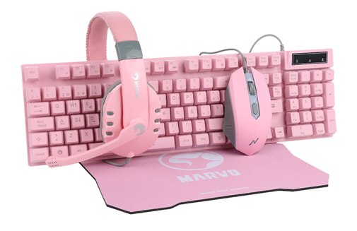 Tastatura+mis+slusalice+podloga marvo cm370 pink