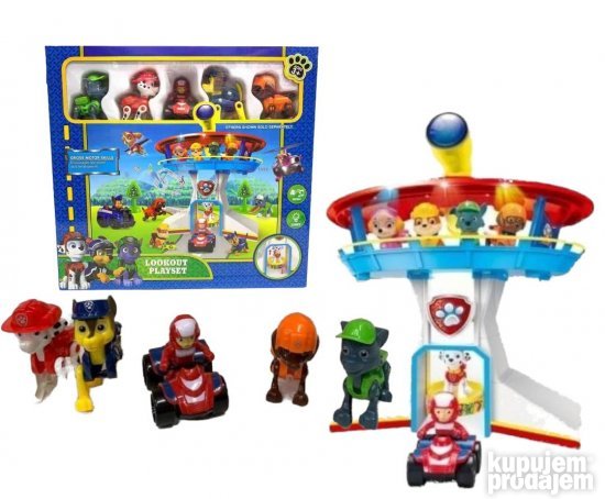 Velika Paw Patrol osmatračnica Set sadrži 4 kuce i Rajdera