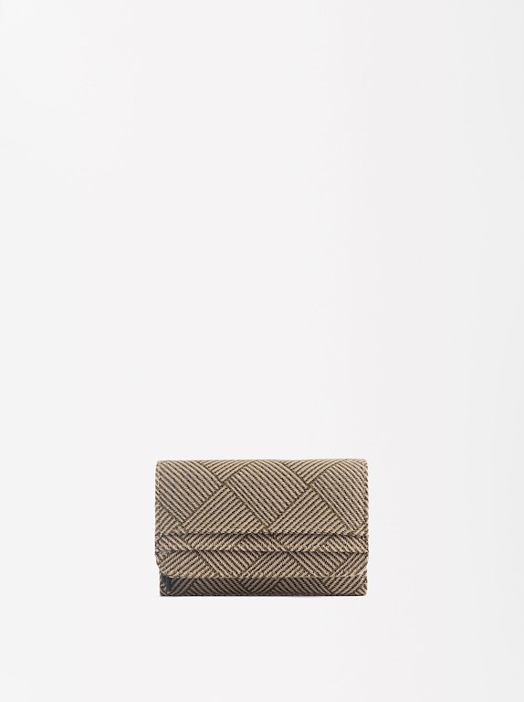 JACQUARD WALLET WITH FLAP CLOSURE